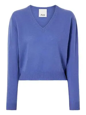 ALLUDE Cashmere V-neck Sweater - Blue