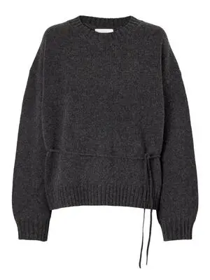 ST. AGNI Belted Merino Wool Sweatshirt Gray