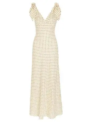 Faithfull The Brand Solana Polka Dot Linen Maxi Dress - Cream
