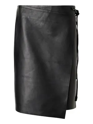 ST. AGNI Leather Wrap Mini Skirt - Black