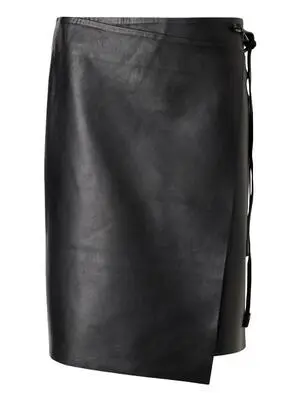 ST. AGNI Leather Wrap Mini Skirt - Black