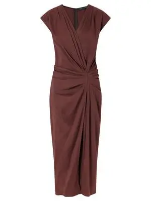 Proenza Schouler Bettina Gathered Linen-blend Midi Dress - Brown