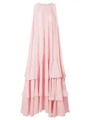 MARRAKSHI LIFE Ruffled Cotton Poplin Maxi Dress - Pink