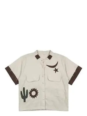 MUDA CLOTHING FZ LLC Linen Shirt With Embroidered Celestial And Cactus Motifs - Beige