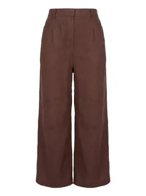 MUDA CLOTHING FZ LLC Emara Linen Wide-leg Trousers - Brown