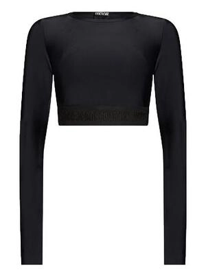 Versace Long Sleeve Cropped T-shirt - Black