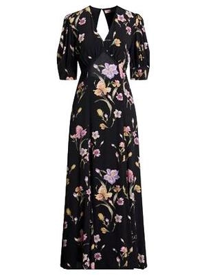 TWINSET Floral Print V-neck Maxi Dress - Black