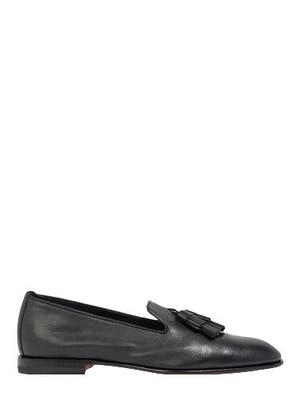 Santoni Leather Tassel Loafers - Black