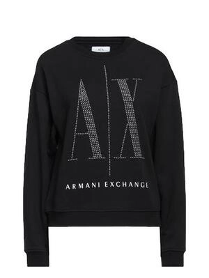 Armani Exchange Cotton-elastane Sweatshirt With Embellished Logo - Black