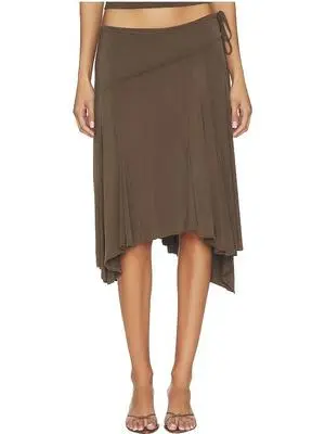 With Jéan X Sharni Asymmetrical Hem Skirt - Chocolate