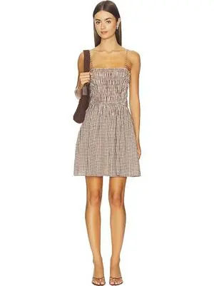 ELODIE THE LABEL Yuki Mini Dress - Brown Gingham