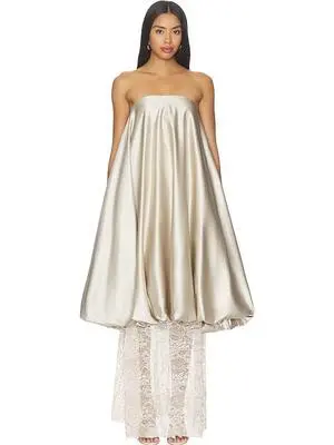 LA FUORI Metallic Lace Gown - Silver
