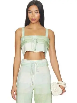 Alexis Oxford Top With Drawstring Detail - Green