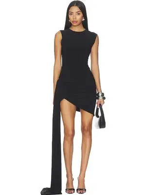 Norma Kamali Sleeveless Draped Mini Dress With Bow Accent - Black