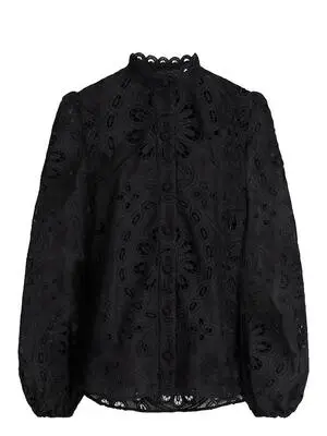 Zimmermann Broderie Anglaise Cotton Blouse - Black