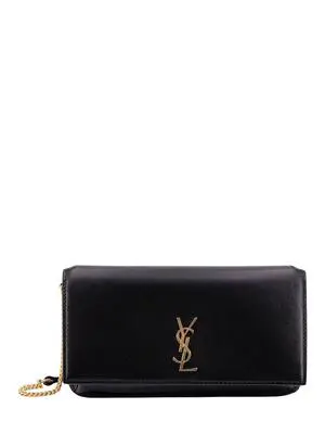 Saint Laurent Cassandre Monogram Leather Shoulder Bag - Black