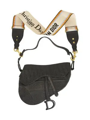 FWRD RENEW Dior Oblique Embossed Saddle Bag - Black