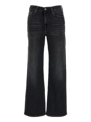 Ag Stretch Denim Wide Leg Jeans - Grey