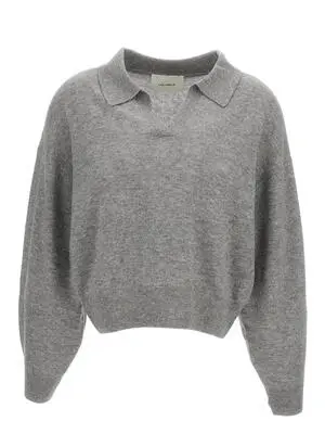 LISA YANG Katriel Polo Shirt Cashmere, Long Sleeve - Grey