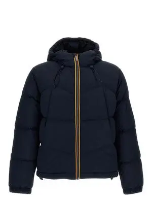 K-WAY Quilted Nylon Jacket With Hood - Blue