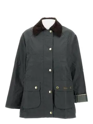 Barbour Cotton Jacket With Corduroy Collar - Green