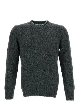 GRAN SASSO Wool Herringbone Crew Neck Sweater - Verde