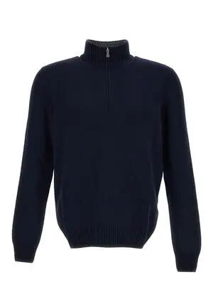GRAN SASSO Gran Sasso Half-Zip Turtleneck Sweater Blu