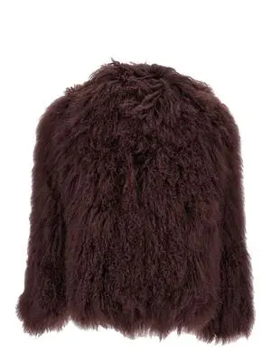 MARTHA LOUIS Mongolian Fur Midi Jacket - Marrone