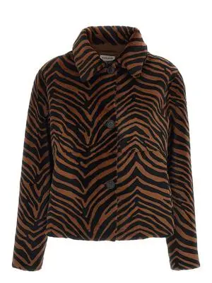PAROSH Animal Print Leather Jacket - Multicolore