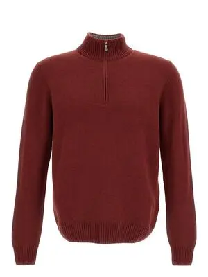 GRAN SASSO Half-zip Wool Blend Sweater - Red