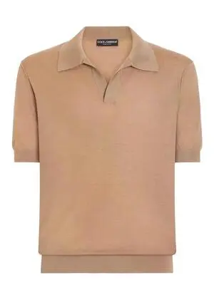Dolce & Gabbana V-neck Fine Knit Short Sleeve Top - Neutrals