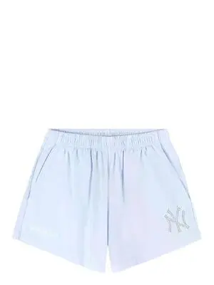SPORTY & RICH Yankees Crystal-embellished Shorts - Blue