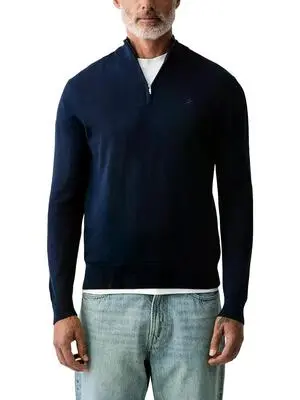 HACKETT LONDON Quarter-zip Embroidered-logo Sweater - Blue
