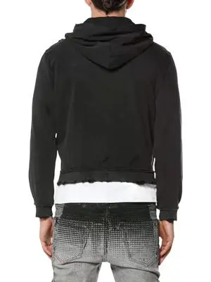 PURPLE BRAND Distressed Zip-up Hoodie - Black