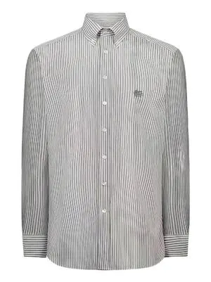 Etro Striped Embroidered-logo Shirt - White