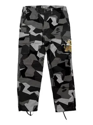 A BATHING APE Tiger Patch Camouflage Cargo Trousers - Grey