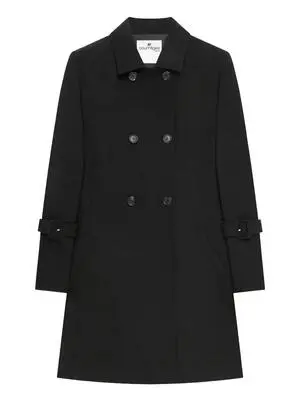 COURREGES Double-breasted Embroidered Logo Coat - Black