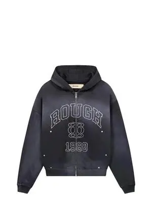 ROUGH. Rough Logo-print Zip-up Hoodie - Black