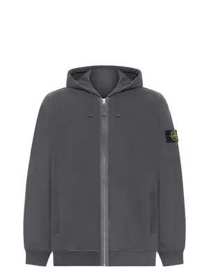 Stone Island Logo Patch Zip-up Hoodie - Grey