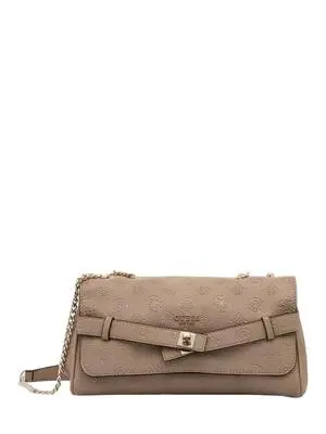 Guess Monogram-debossed Buckle-detail Shoulder Bag - Neutrals
