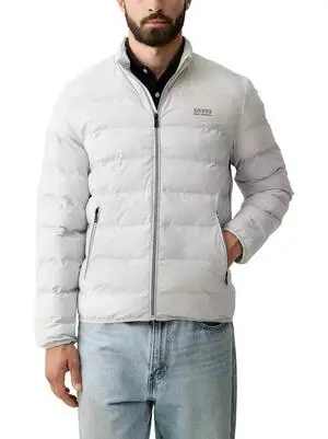Guess Quilted High-neck Zip-up Jacket - Grey