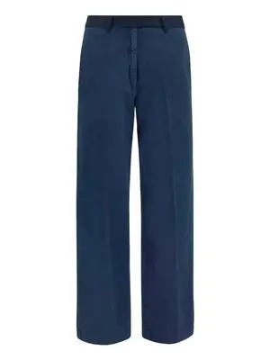 FORTE_FORTE Navy Cotton Twill Wide Leg Trousers - Blue