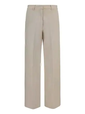 FORTE_FORTE Belt-loop Cotton Trousers - Neutrals