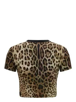 Dolce & Gabbana Leopard Print Cropped T-shirt - Brown