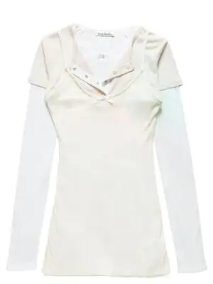Acne Studios Layered-effect Bow Detail Mini Dress - Neutrals