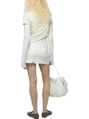 Acne Studios Acne Studios Layered-Effect Bow Detail Mini Dress Neutrals