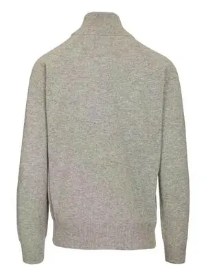 Emporio Armani Logo-embroidered Roll-neck Sweater - Grey