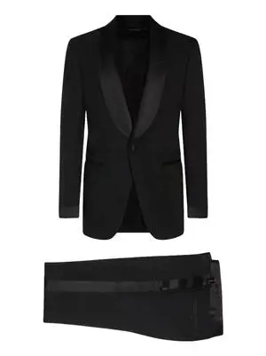 TOM FORD Satin-trim Wool Suit - Black