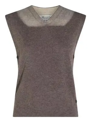MAISON MARGIELA Sleeveless V-neck Knit Top - Brown
