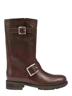 JIMMY CHOO Biker Buckle Boots - Brown